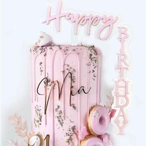 Party Supplies | Pink Happy Birthday Cake Topper | Poshmark